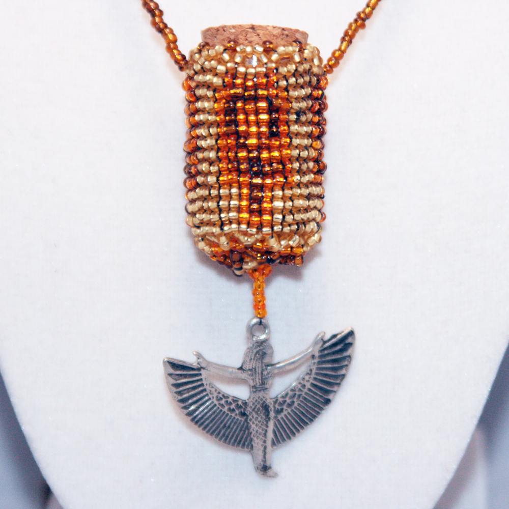Isis Necklace Beaded Bottle Ankh on Luulla